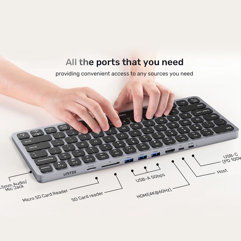 UNITEK 4K ULTRA HD U HUB PRIME 9 IN 1 USB-C HUB KEYBOARD (D1092A ...